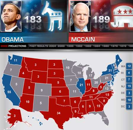 McCain Leading Obama In The Electoral Map - Intoxination